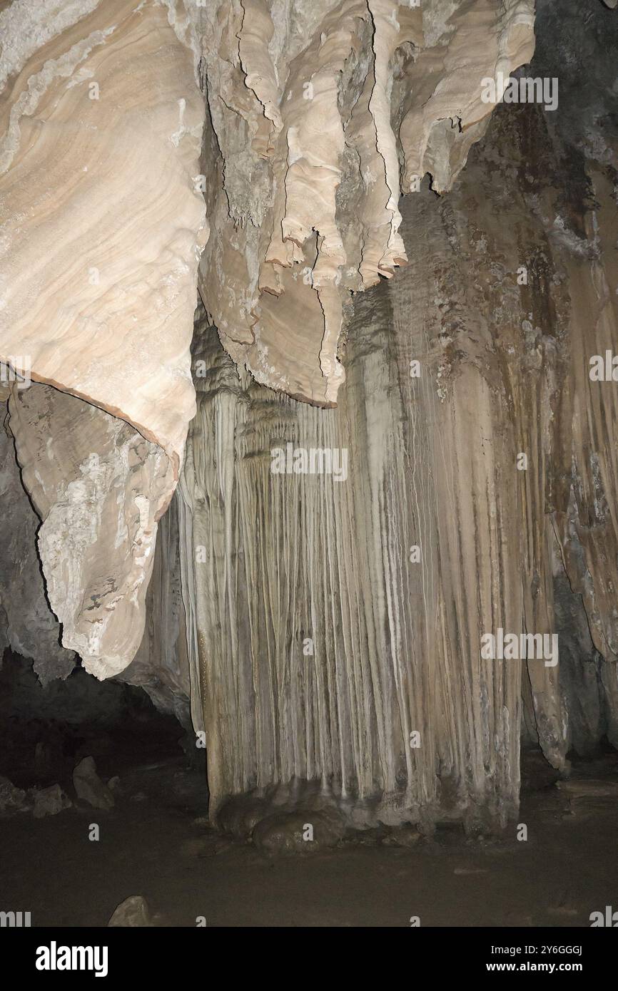 Bizarre rock formations in a cave, national park Khao Sok, Thailand ...
