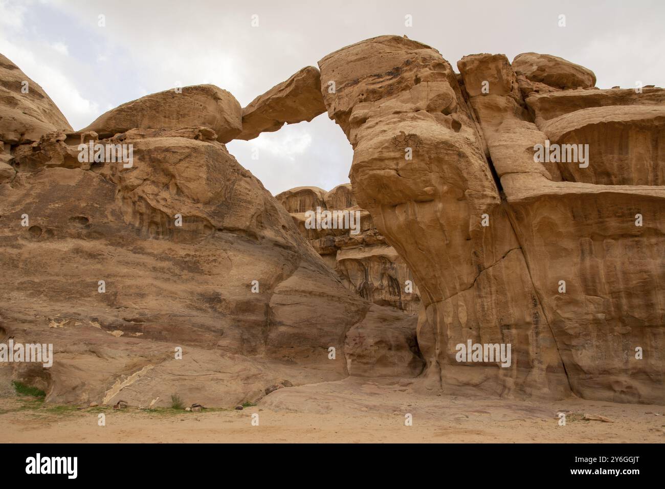 View on the Um Frouth natural Rock Bridge in Wadi Rum Desert, Jordan ...