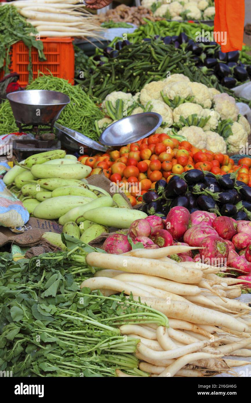 Heap of vegetables on market in india Stock Photo - Alamy