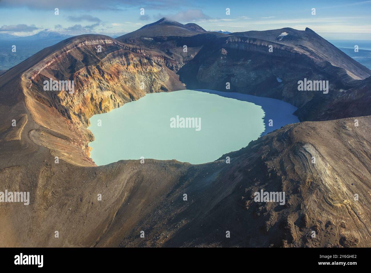 Maly Semyachik volcano crater pool on the Kamchatka Peninsula, Russia ...