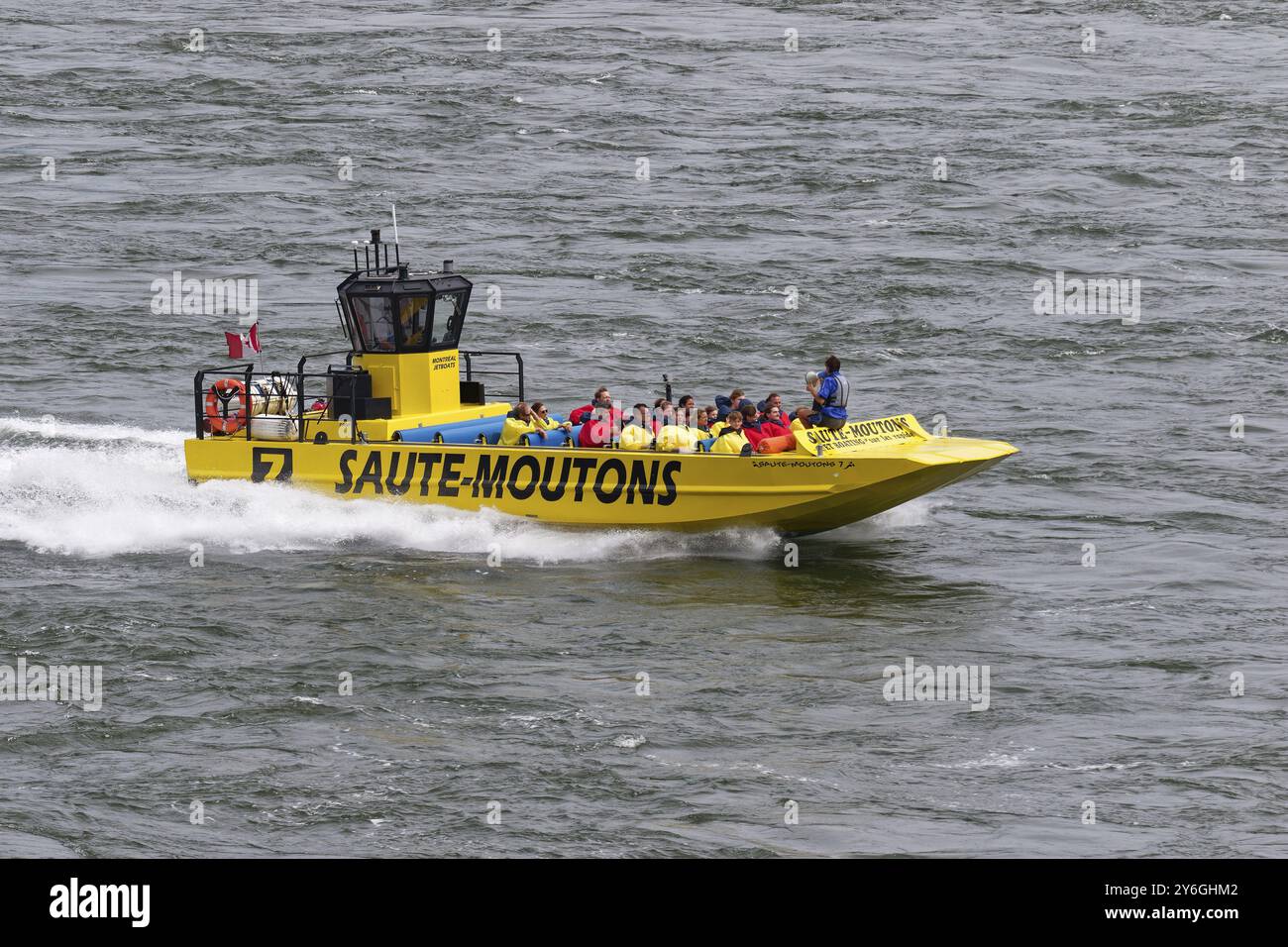 Jet boating, jet boat ride on the Saint Lawrence River, Summer ...