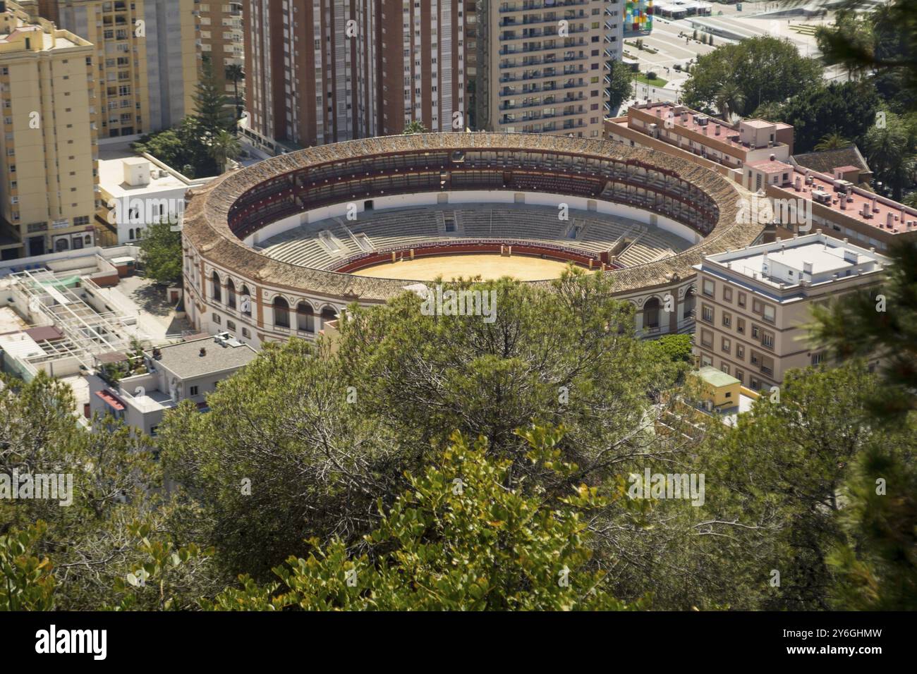Malaga, Spain, June 2016: View on the Bullring arena Plaza de Toros ...