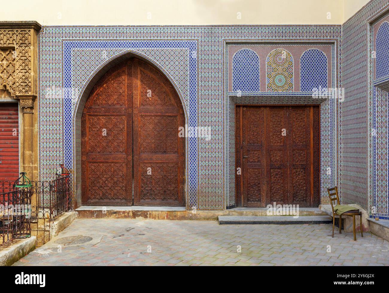 Beautiful decorated doors in the medina of Fez, Morocco, Africa Stock ...