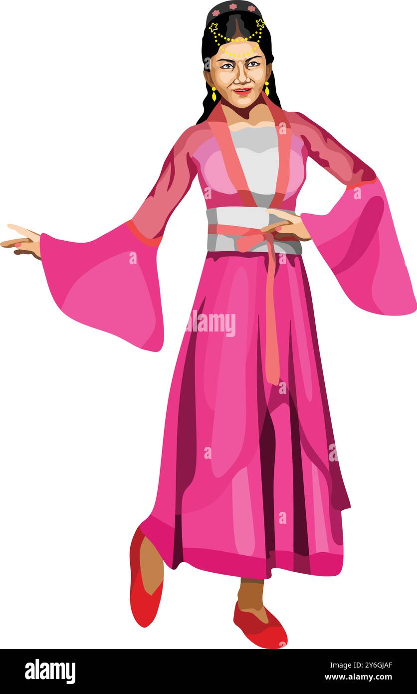Chinese girl dancing Stock Vector Images - Alamy