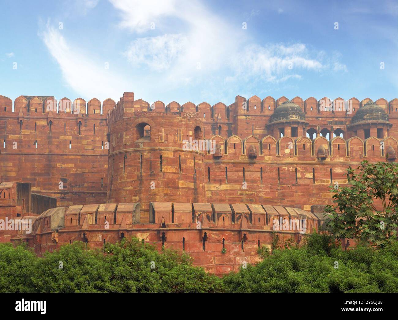 Red fort wall in Agra India Stock Photo - Alamy