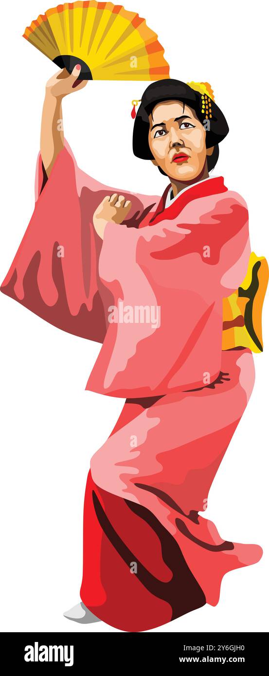 Japanese Traditional Dancer Girl Stock Vector Image & Art - Alamy