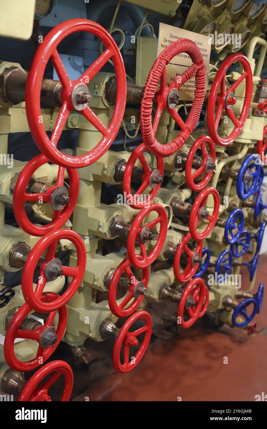 Main air engine controls on a submarine Stock Photo - Alamy