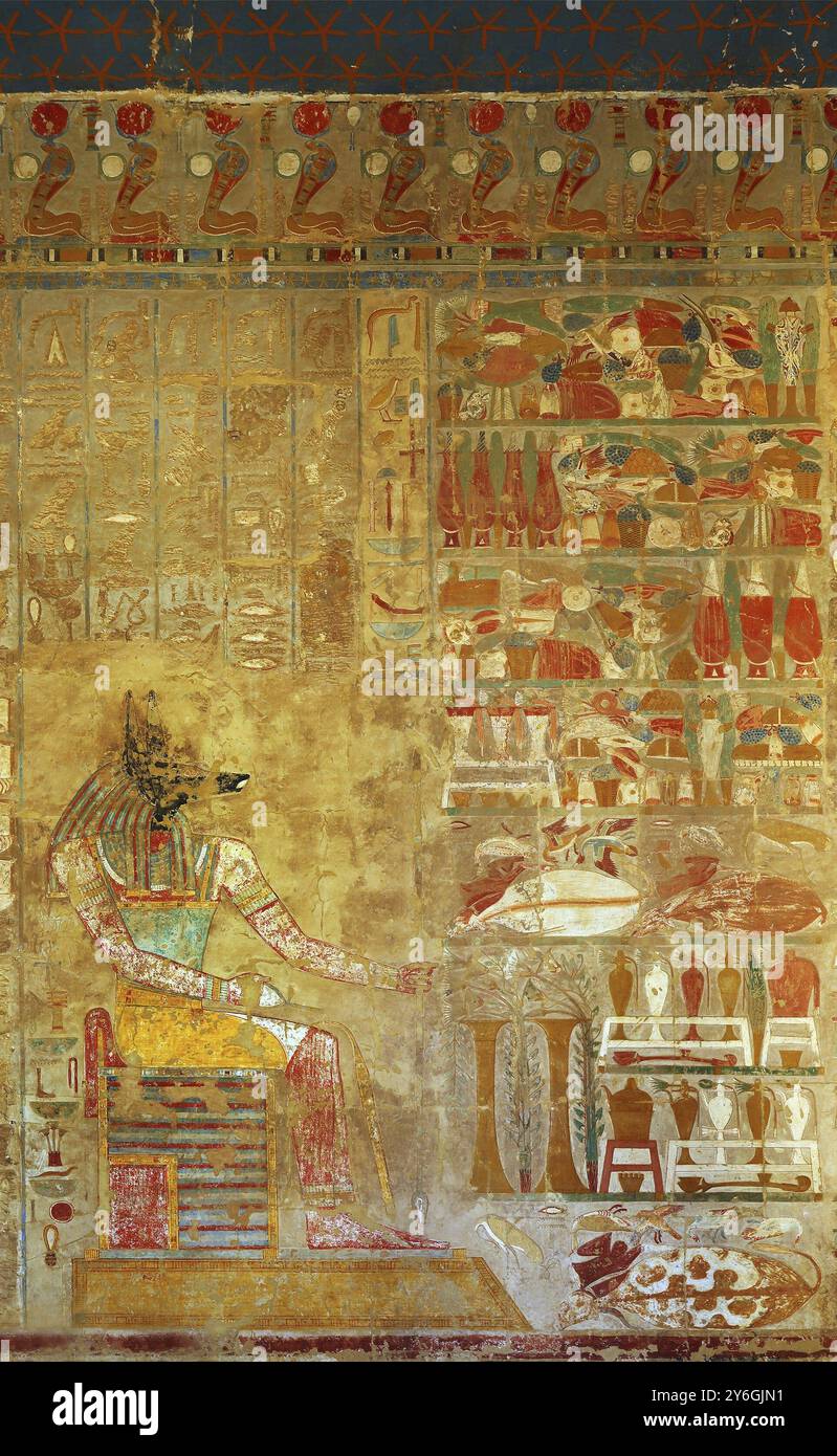 Ancient egypt color image of anubis on wall in luxor Stock Photo - Alamy