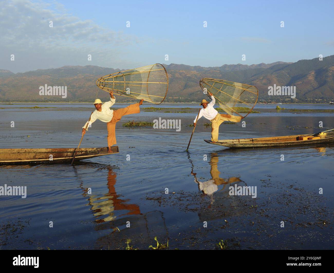 Myanmar travel attraction landmark, Traditional Burmese fishermen with ...