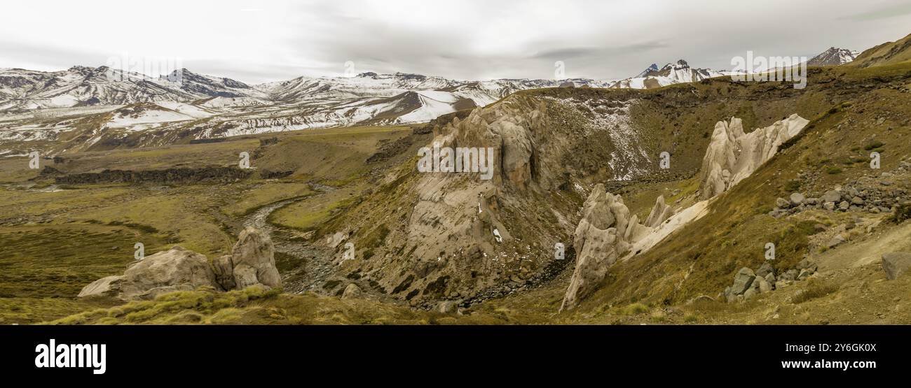 Devil's molar tooth rock Muela del Diablo in Andes, Maule Chile Stock ...
