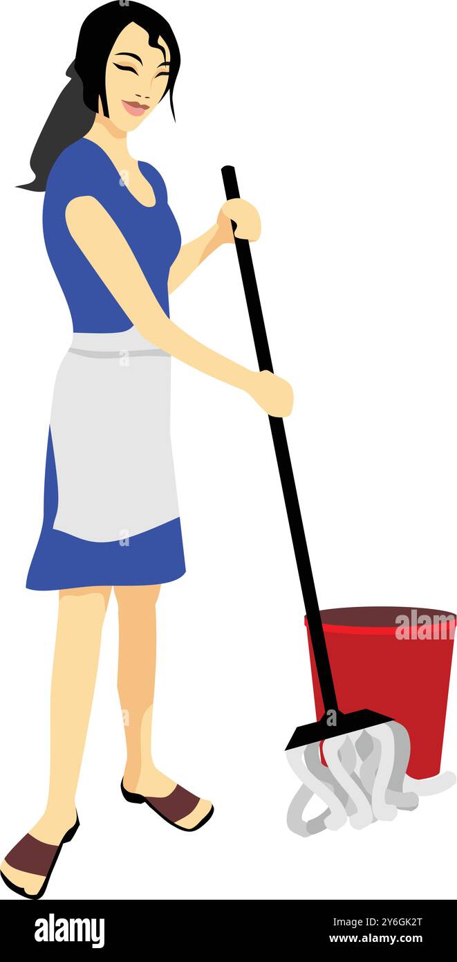 Beauty Girl Mopping Stock Vector Image & Art - Alamy