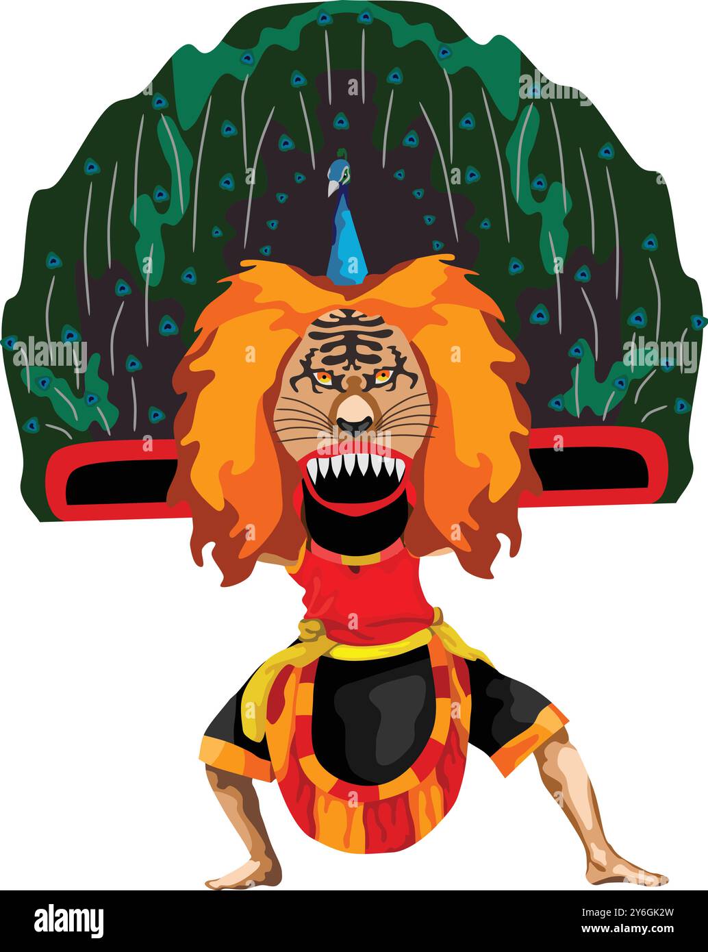 Reog Ponorogo Javanese Mask Traditional Male Dancer Stock Vector Image ...