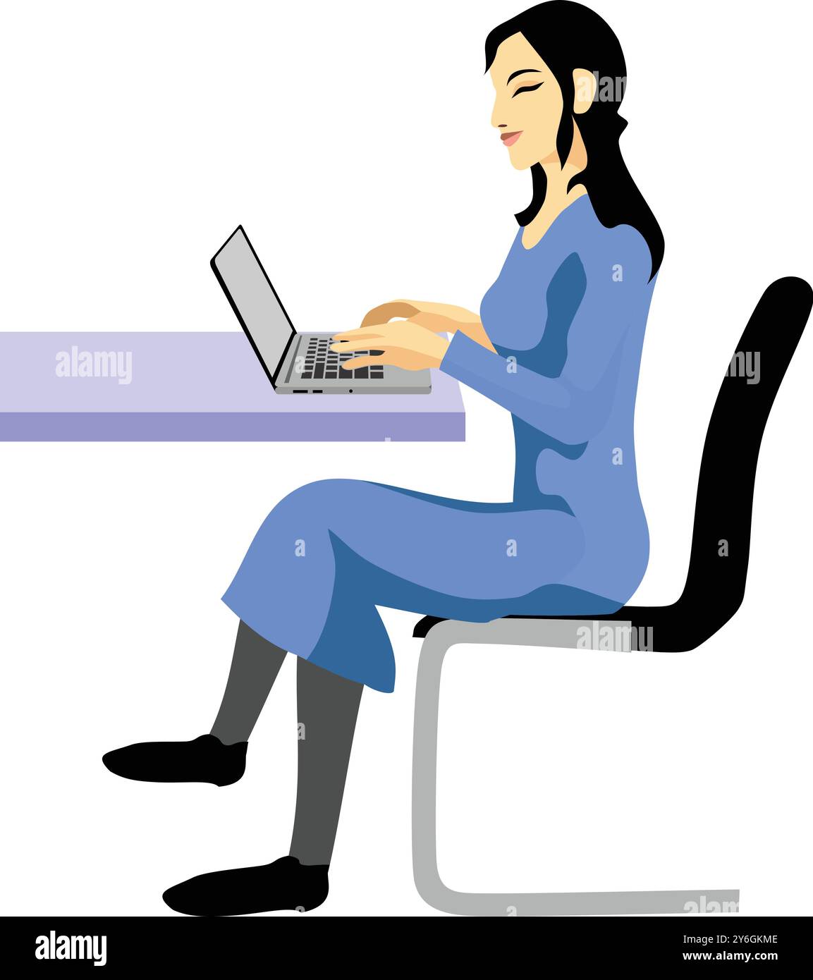 Beauty Girl Typing Stock Vector Image & Art - Alamy