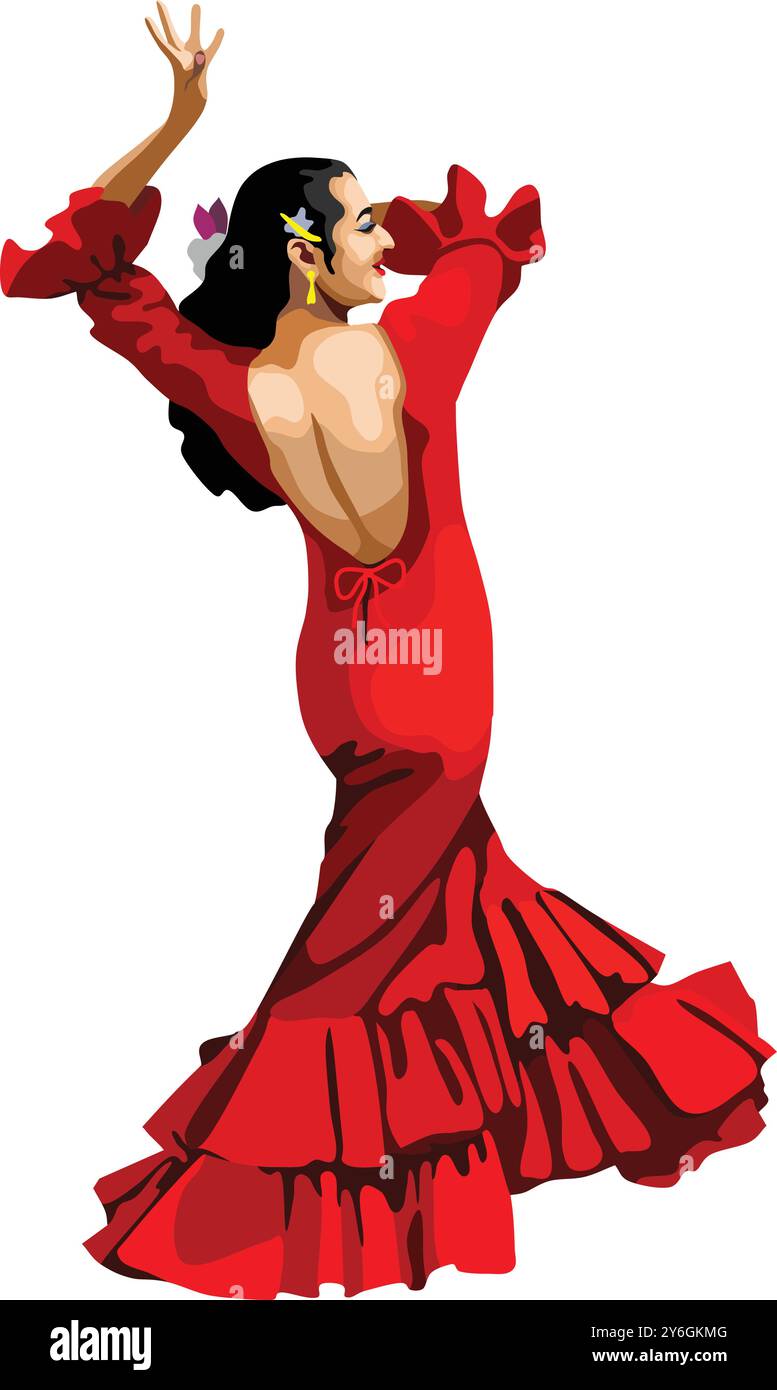 Spain Flamenco Traditional Dancer Girl Stock Vector Image & Art - Alamy