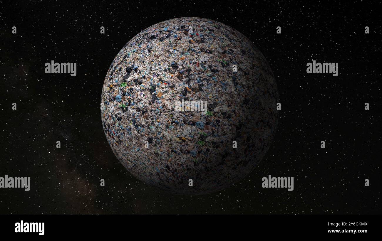A globe of the earth full of trash, the concept of ecology problem with ...