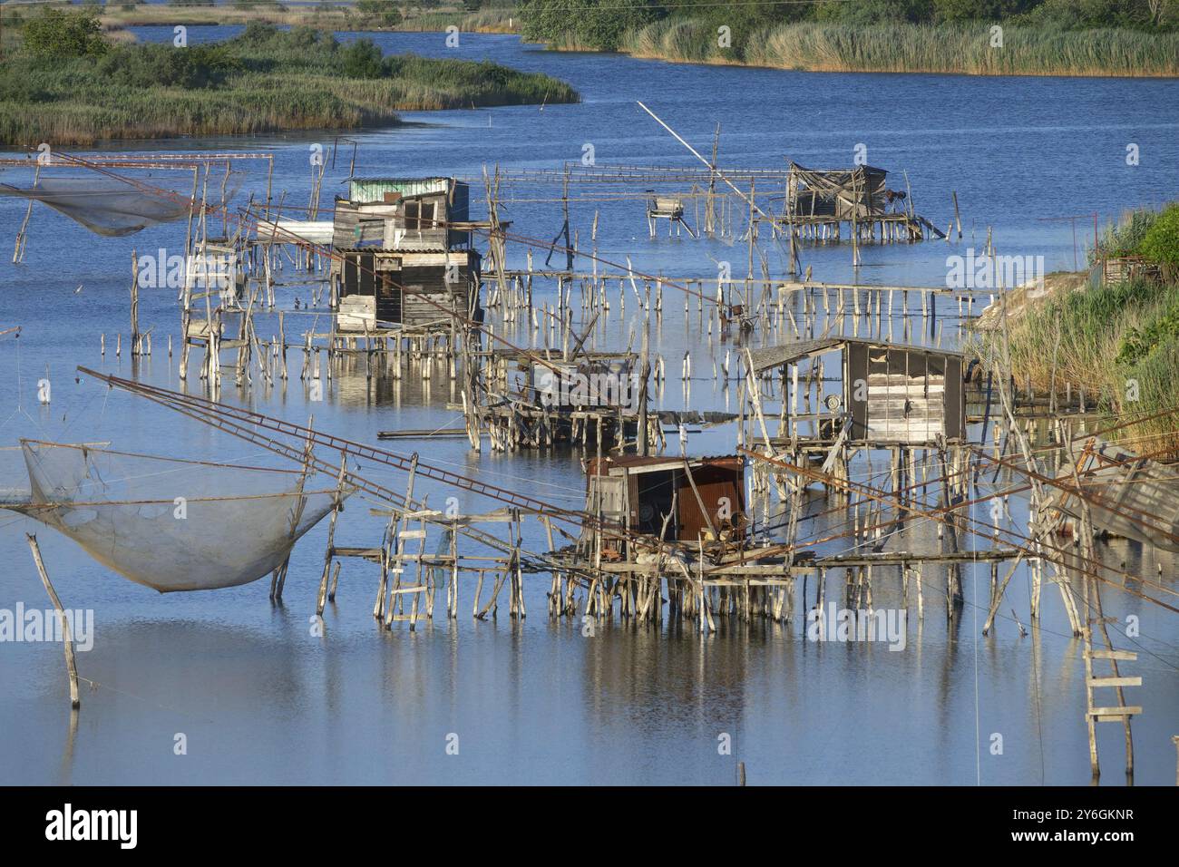 Traditional fishing nets, Old Fish trap at laguna in Ulcinj in ...