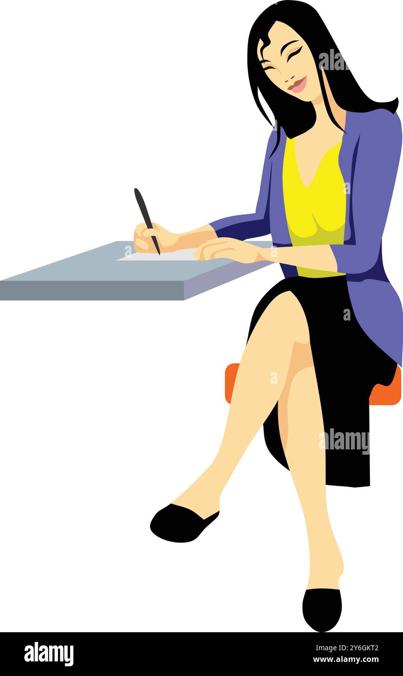 Girl writing clipart hi-res stock photography and images - Alamy