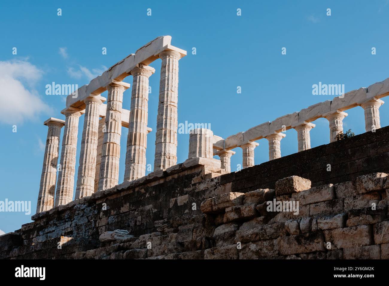 Ancient Greek Temple Of Poseidon with Doric Style Columns at Cape Sounion, Greek historical ...