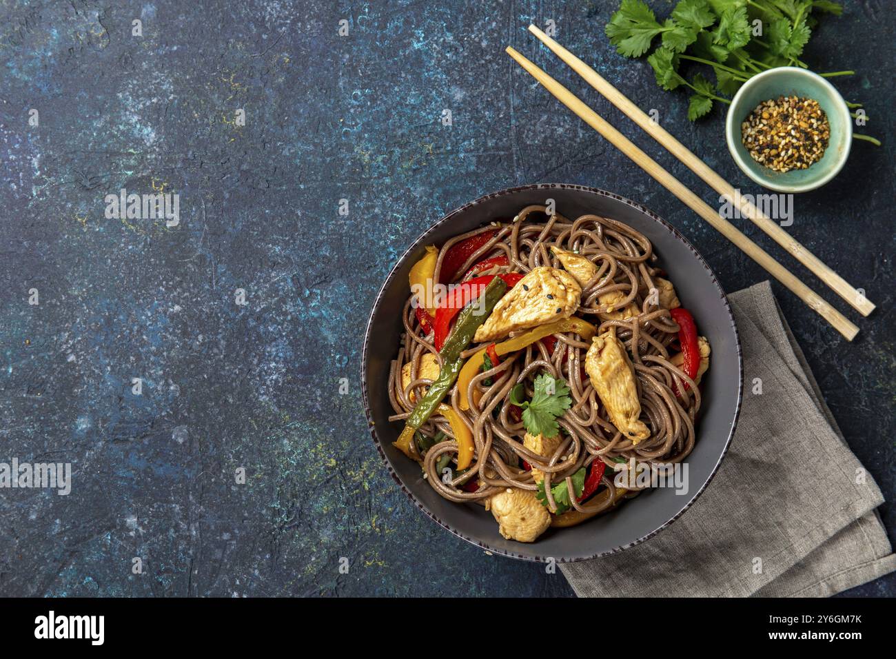 Food, Food, Japanese dish buckwheat soba noodles with chicken and ...