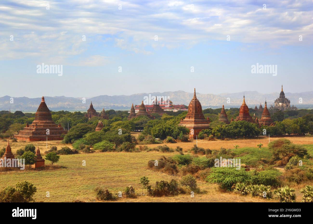 Landscape with pagoda and temples in Bagan, Myanmar (Burma Stock Photo ...