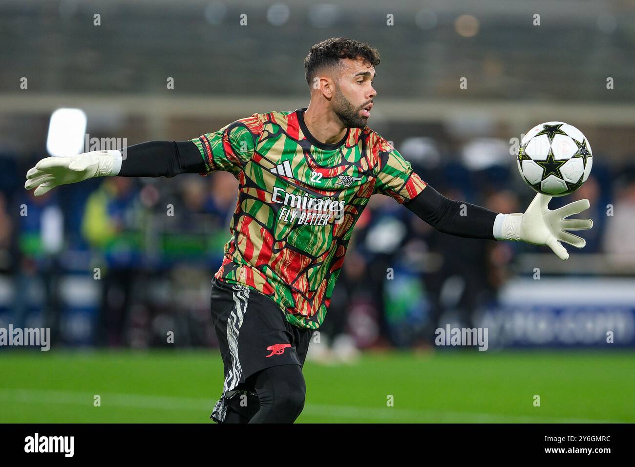 David Raya of FC Arsenal during warm-up of the UEFA Champions League ...