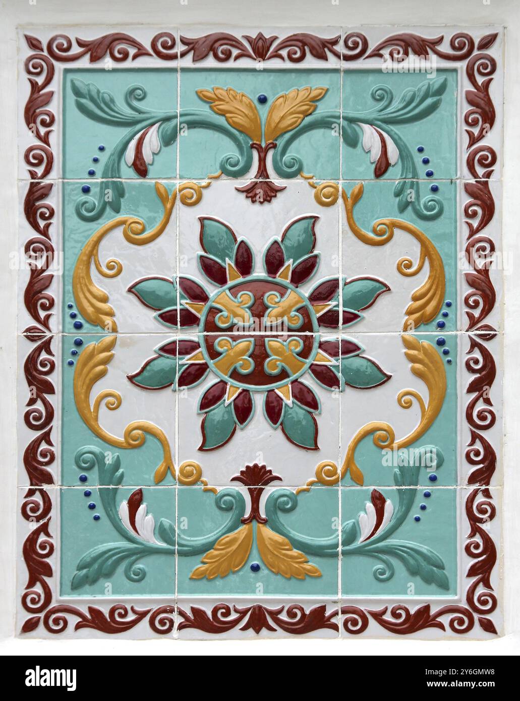 Traditional russian floral ornament on tiles Stock Photo - Alamy