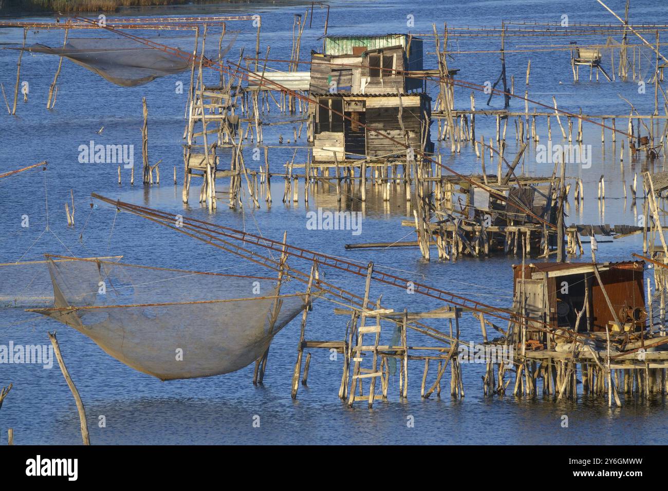 Traditional fishing nets, Old Fish trap at laguna in Ulcinj in ...