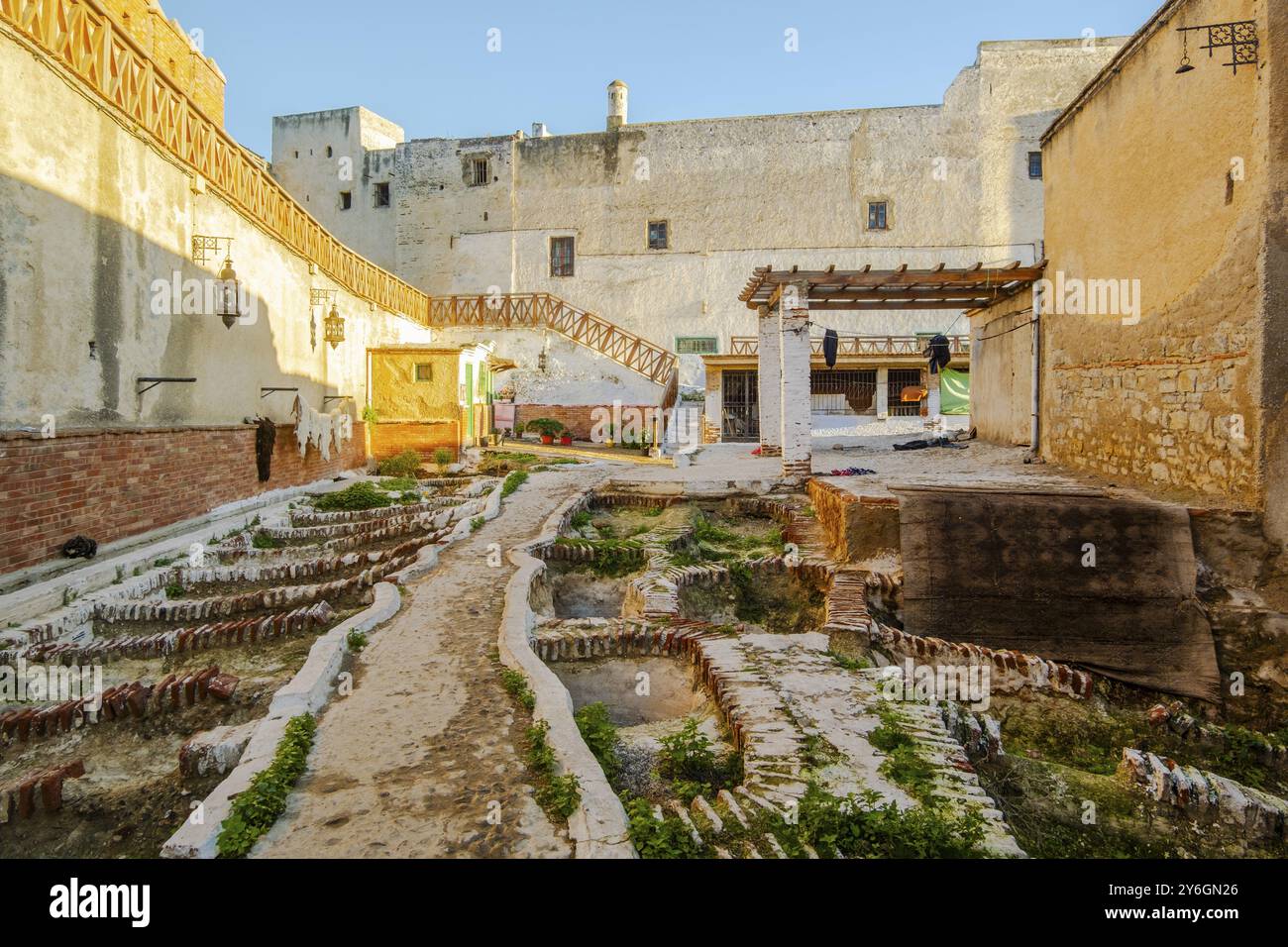 Street View of tannery in the Downtown of Tetouan in Morocco Stock ...