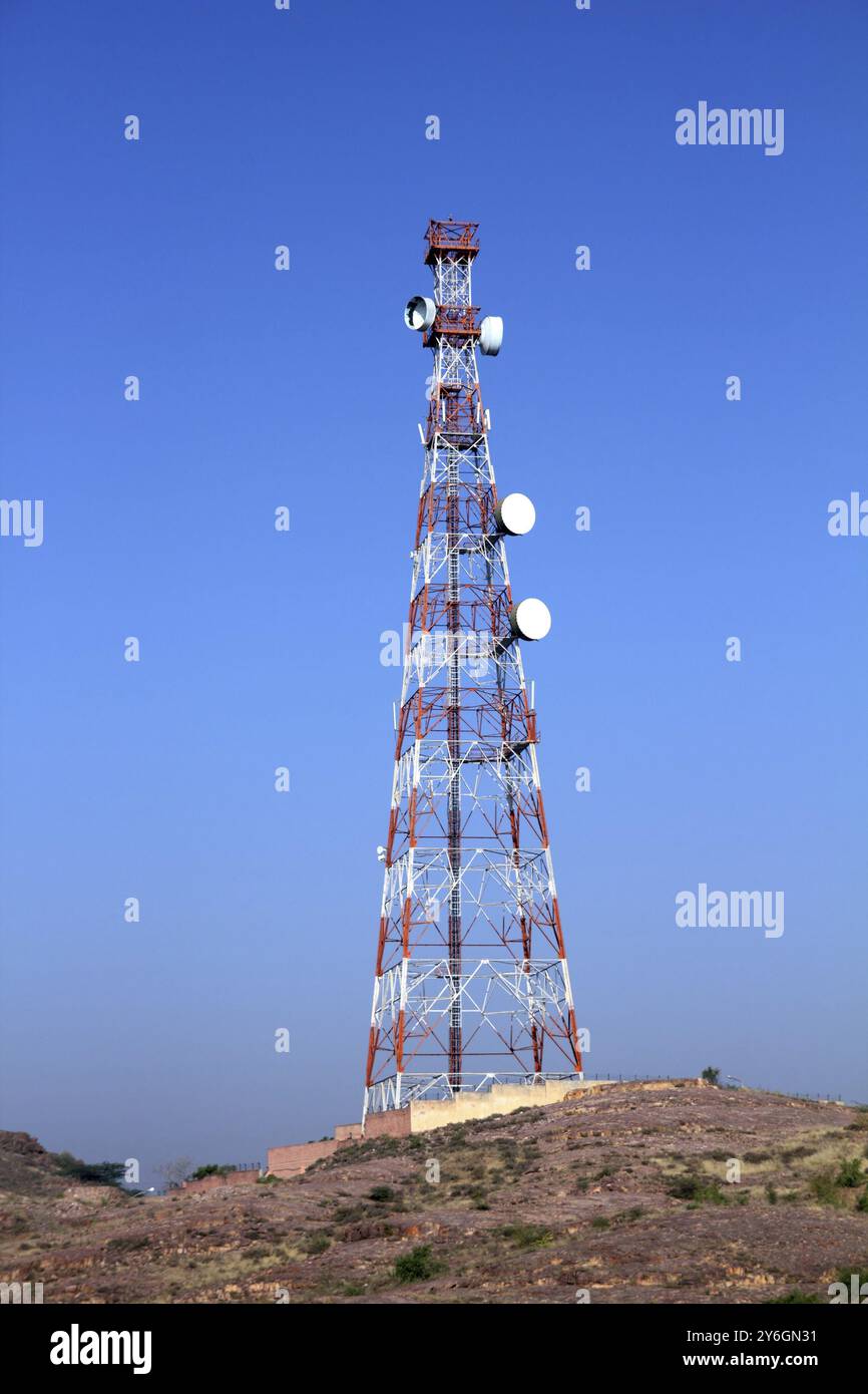 Wireless communications tower with antennas Stock Photo - Alamy