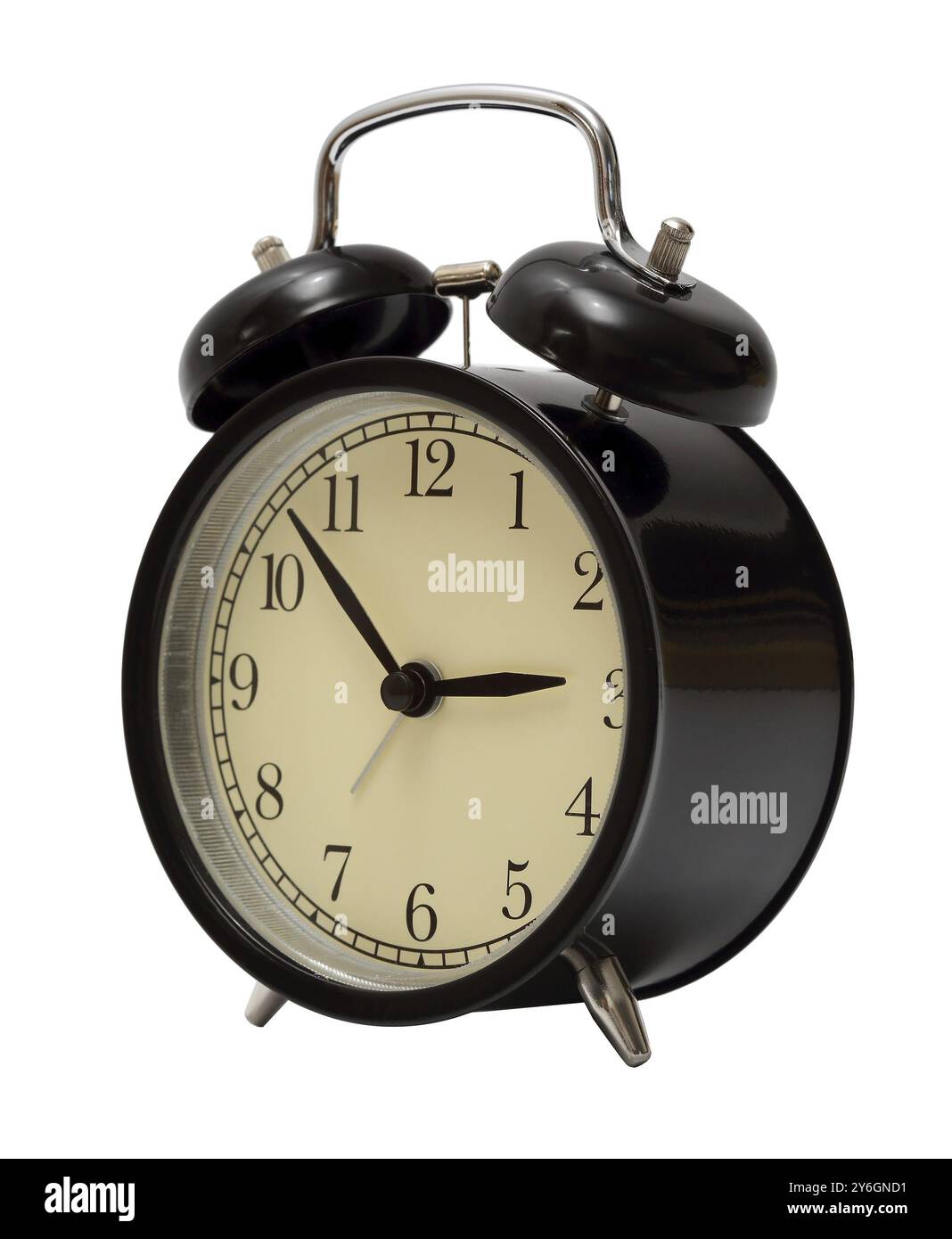 Black retro alarm clock Cut Out Stock Images & Pictures - Alamy