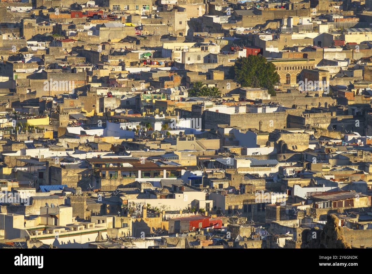 Aerial view of the old Medina in Fes, Morocco (Fes El Bali Medina Stock ...