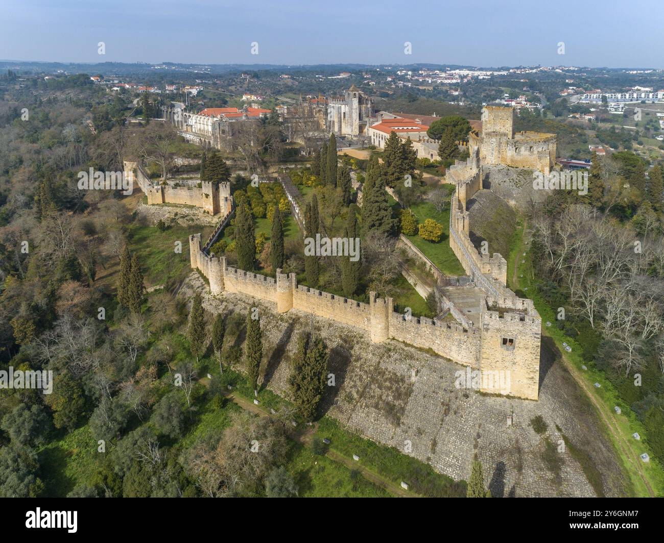 Aerial view of monastery Convent of Christ in Tomar, Portugal, Europe ...