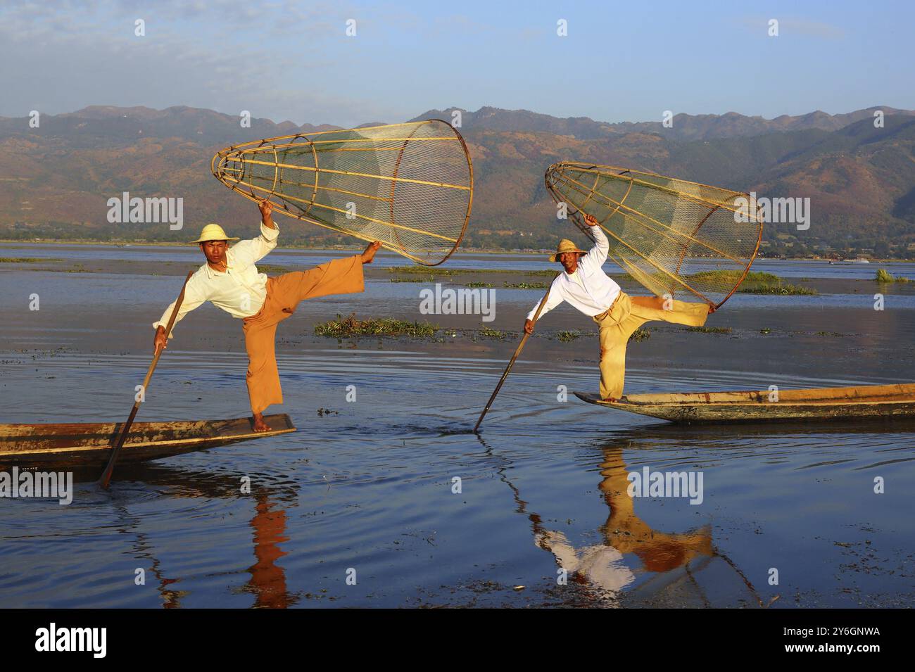 Myanmar travel attraction landmark, Traditional Burmese fishermen with ...