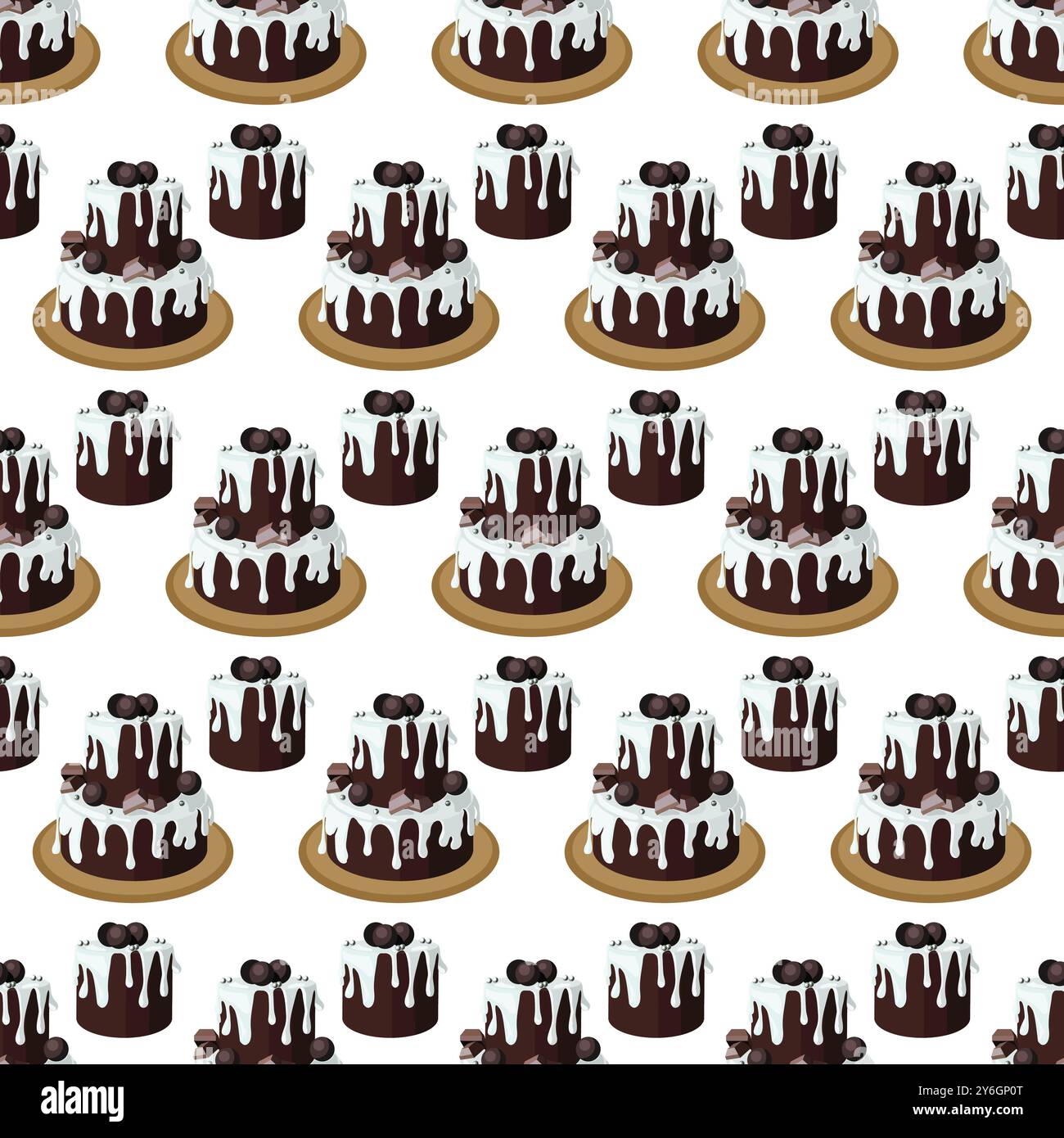 Chocolate cake with sugar icing. Vector illustration on a white ...