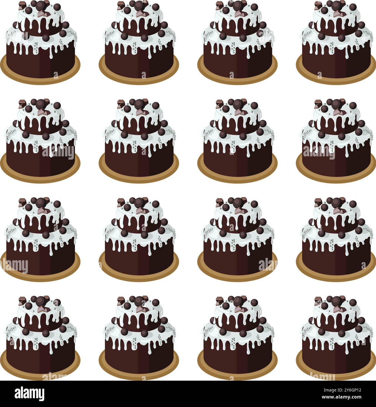 Chocolate cake with sugar icing. Vector illustration on a white ...