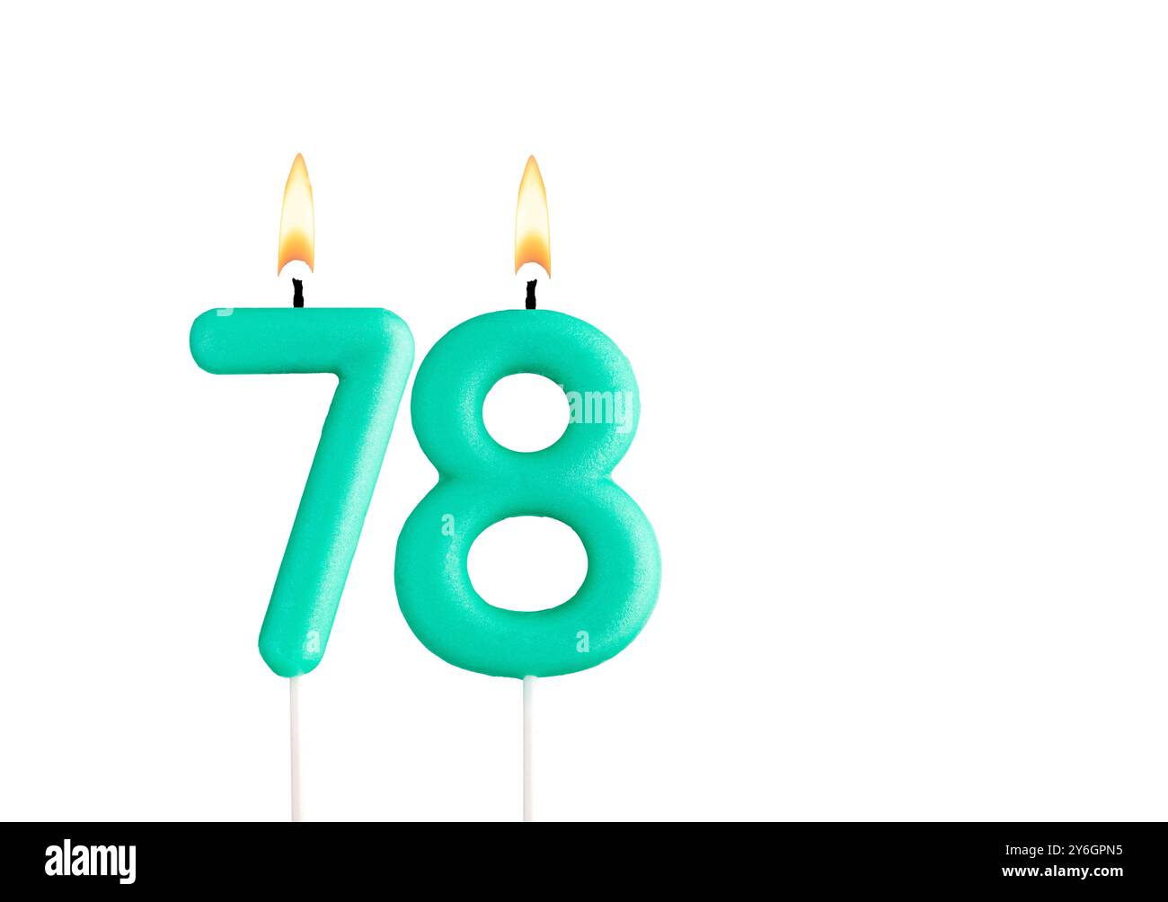 Birthday number 78 - Green birthday candle on white background Stock ...