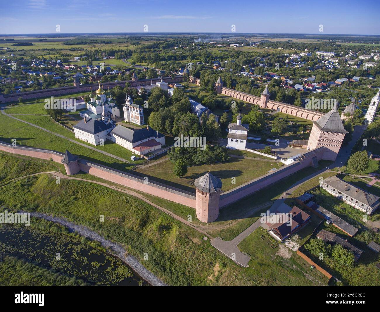 Aerial view on Monastery of Saint Euthymius in the ancient town Suzdal ...