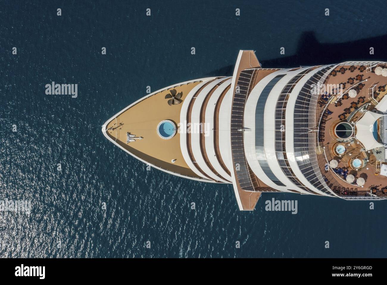 Large cruise ship front bow aerial top view Stock Photo - Alamy