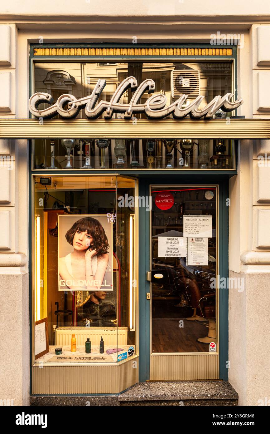Hairdresser shop with an old nice shop front Stock Photo - Alamy