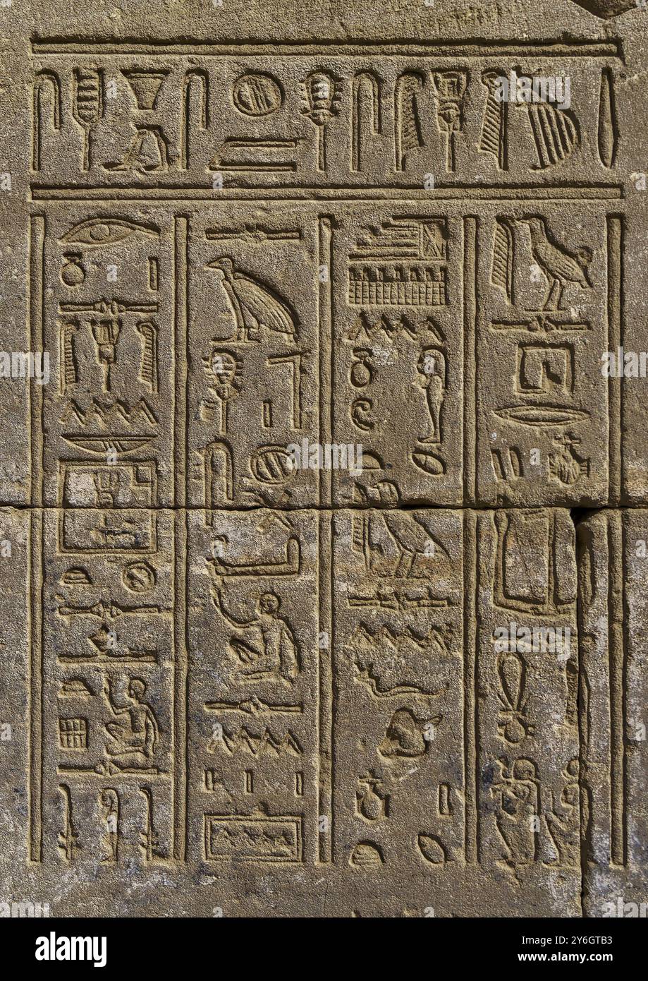 Ancient egypt hieroglyphics on wall in temple Stock Photo - Alamy