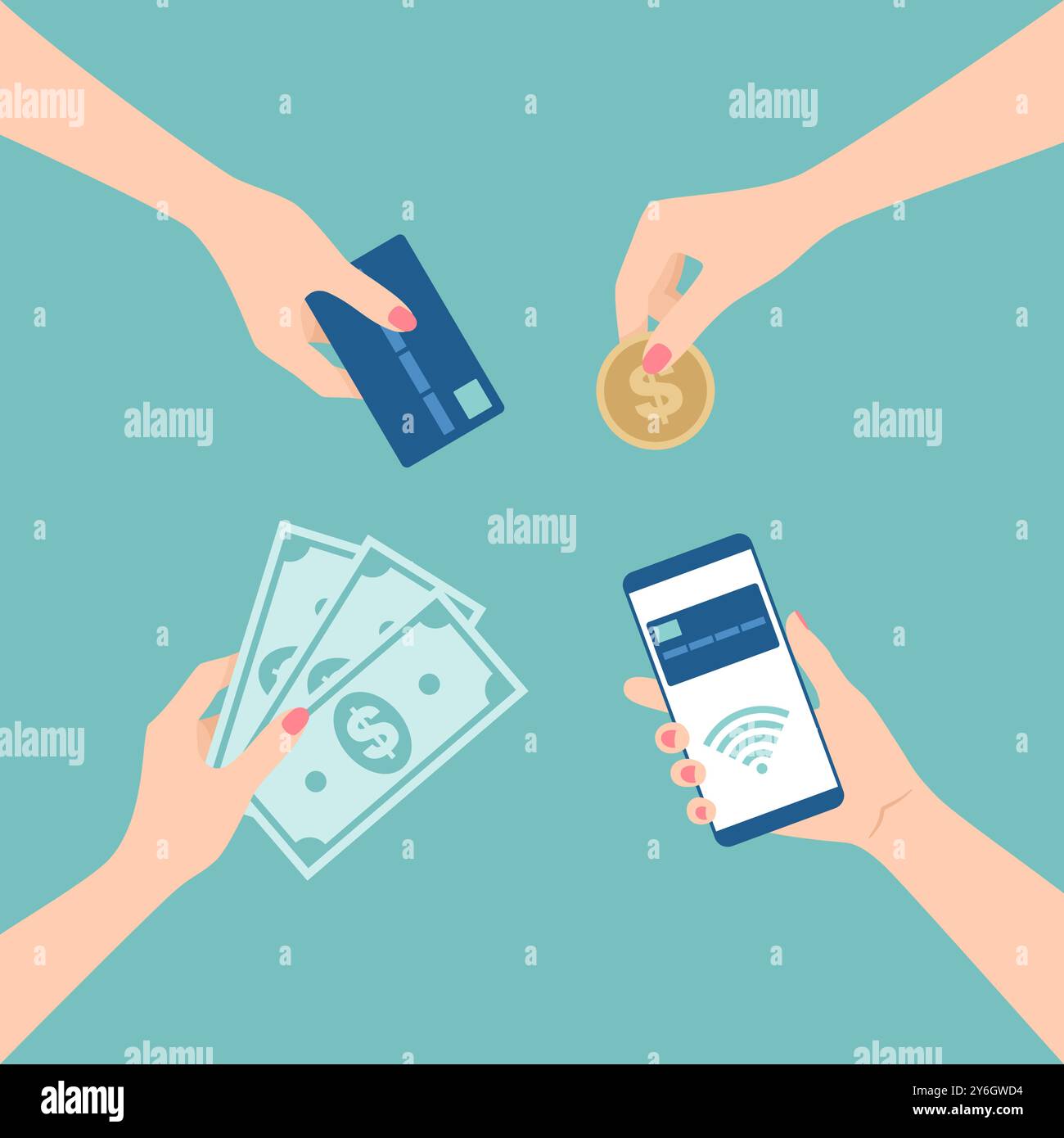 Coin holding by women Stock Vector Images - Alamy