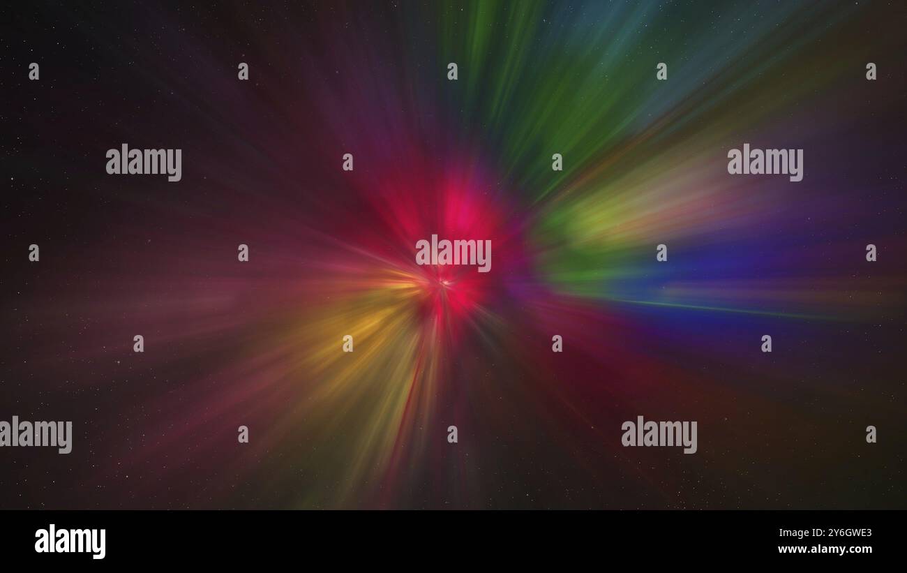 Abstract Background with bright glow red multicolor raindow lighting on ...