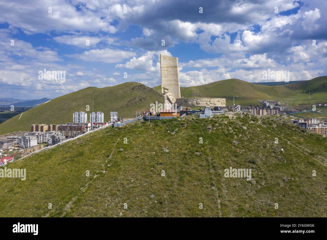 Aerial view of Memorial to Soviet soldiers on Zaisan Tolgoi in ...