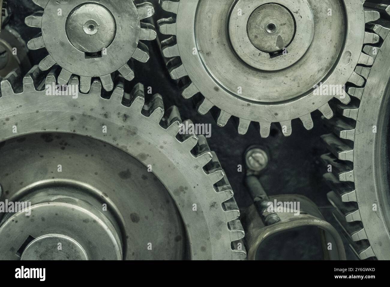 Old steel large gears close up background. Group of cogwheels Stock ...