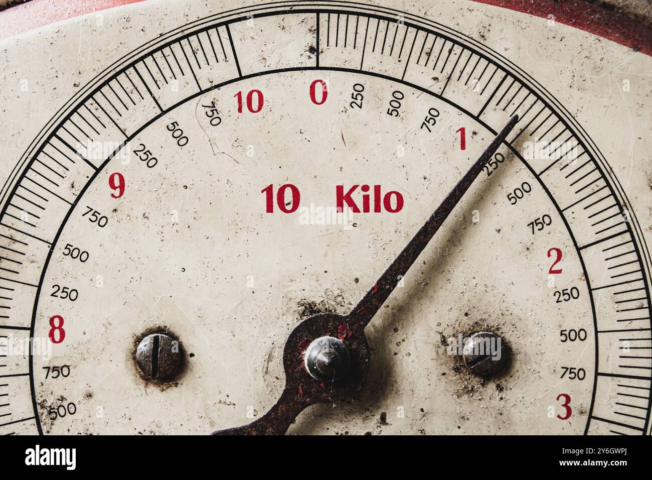 Close-up shot of retro and vintage scale or balance indicating weight ...