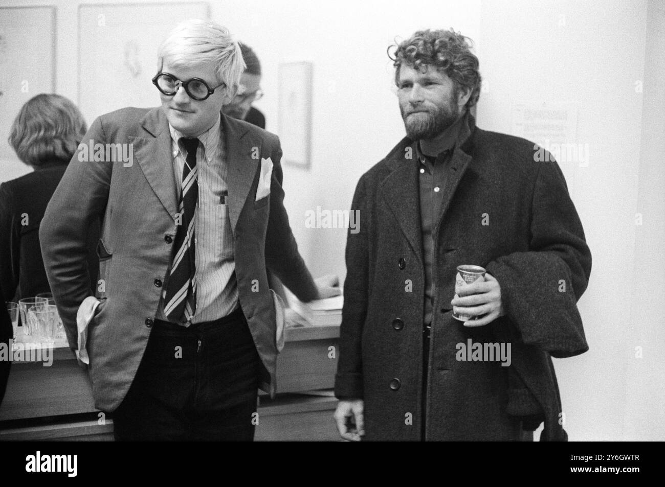 David Hockney with artist R B Kitaj ( Ron Kitaj ) at the opening night ...