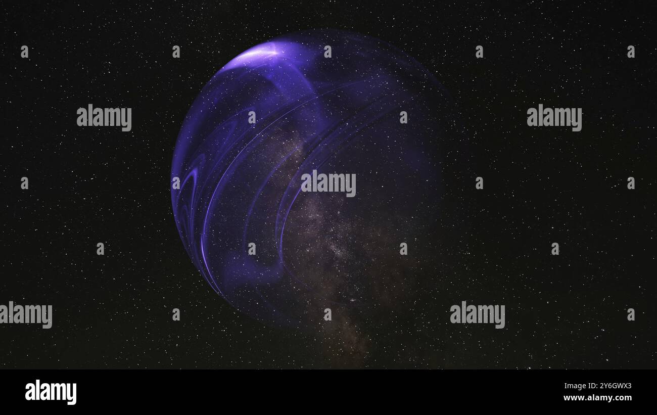 Abstract violet glow transparent sphere, science background. Digital ...