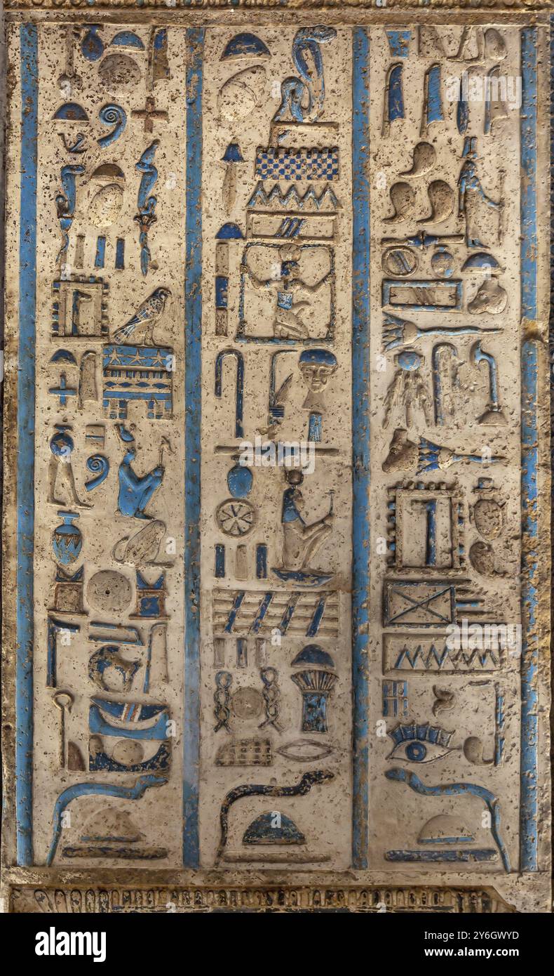 Ancient color egypt images and hieroglyphics on wall Stock Photo - Alamy
