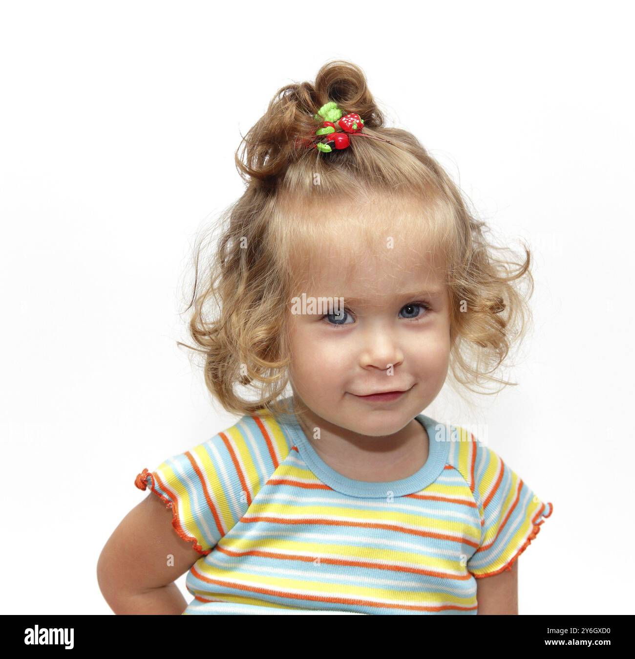 Cute simling girl portrait on white background Stock Photo - Alamy