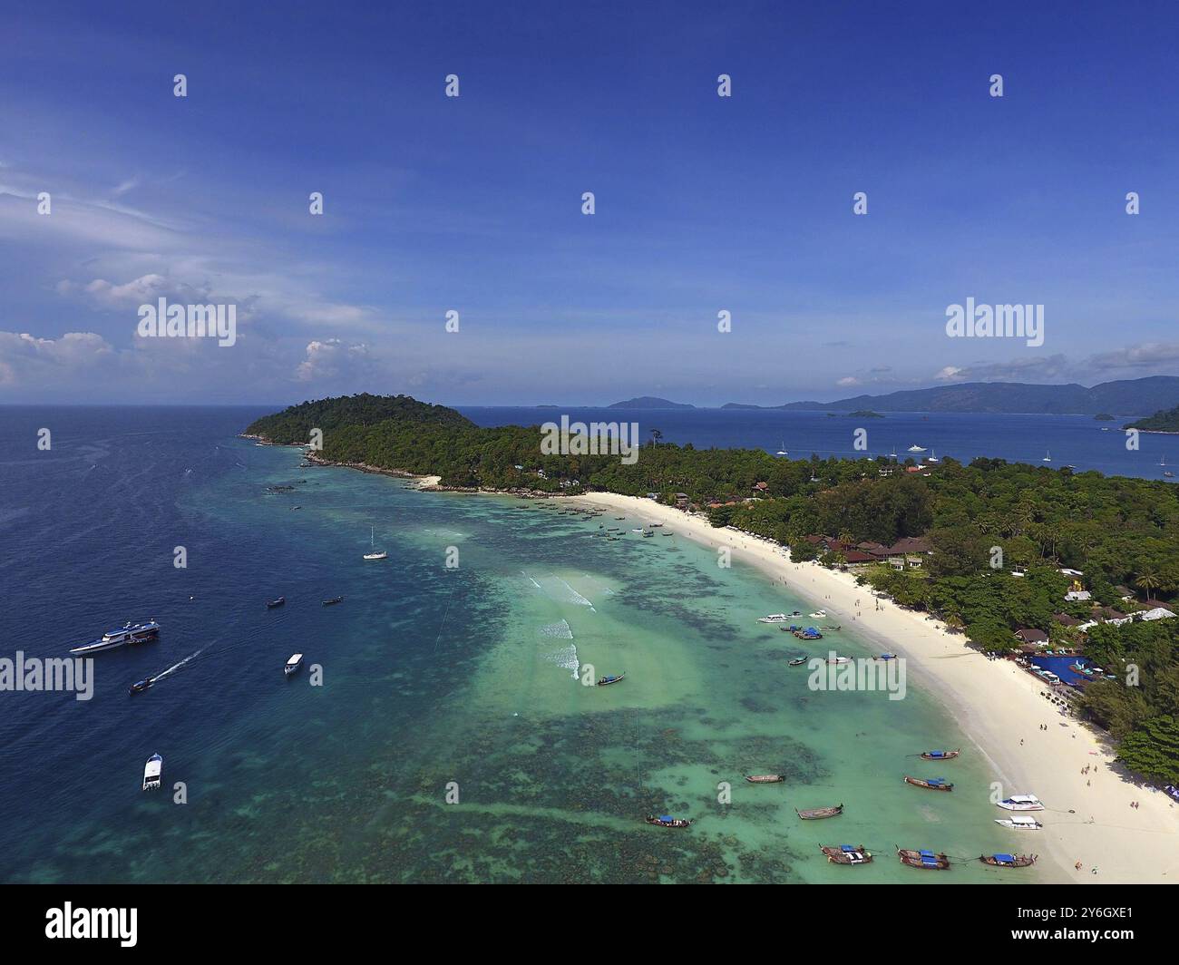 Aerial view on tropical Ko Lipe island in the Andaman Sea, Thailand ...